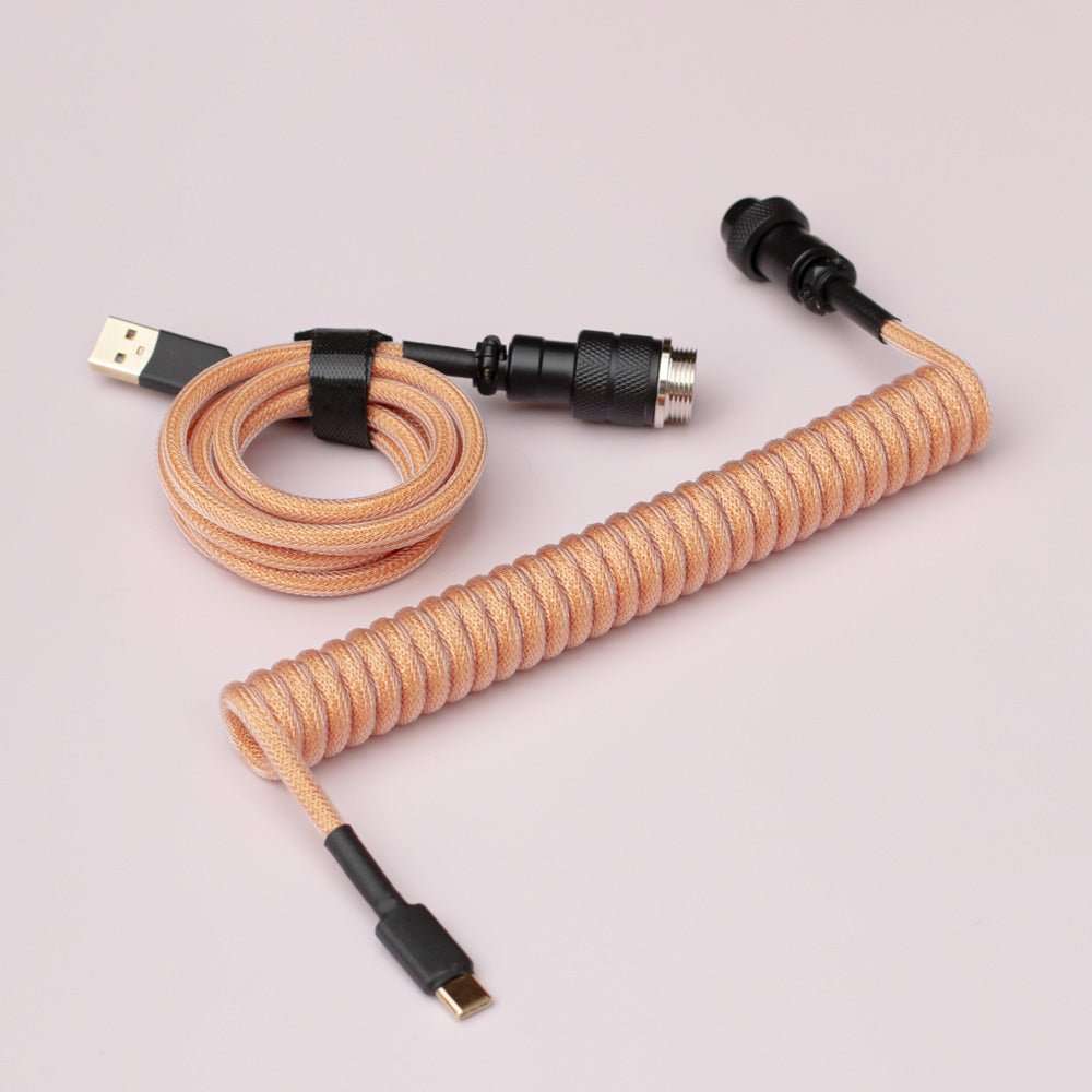 Black coiled cable keyboard cable usb c